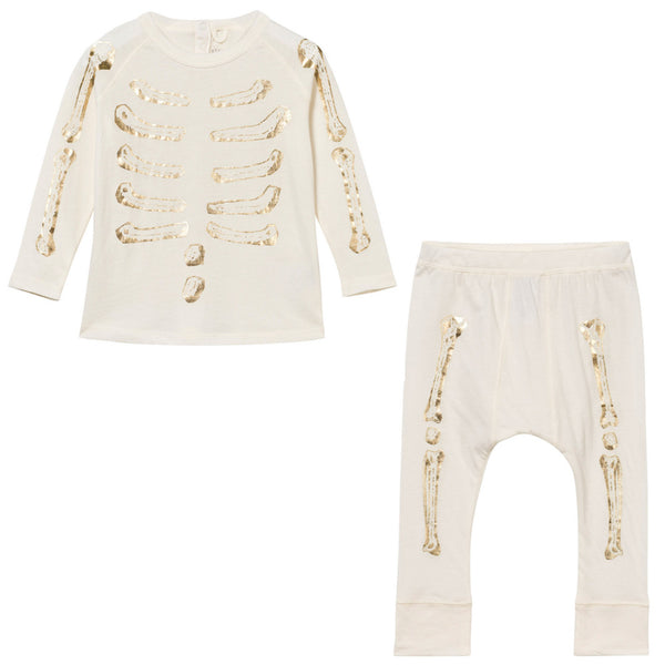 Baby Girls Gold Skeleton Pajama Set – Petit New York